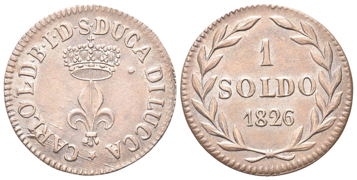 LUCCA - Carlo Ludovico di Borbone, 1824-1847. - Soldo 1826.